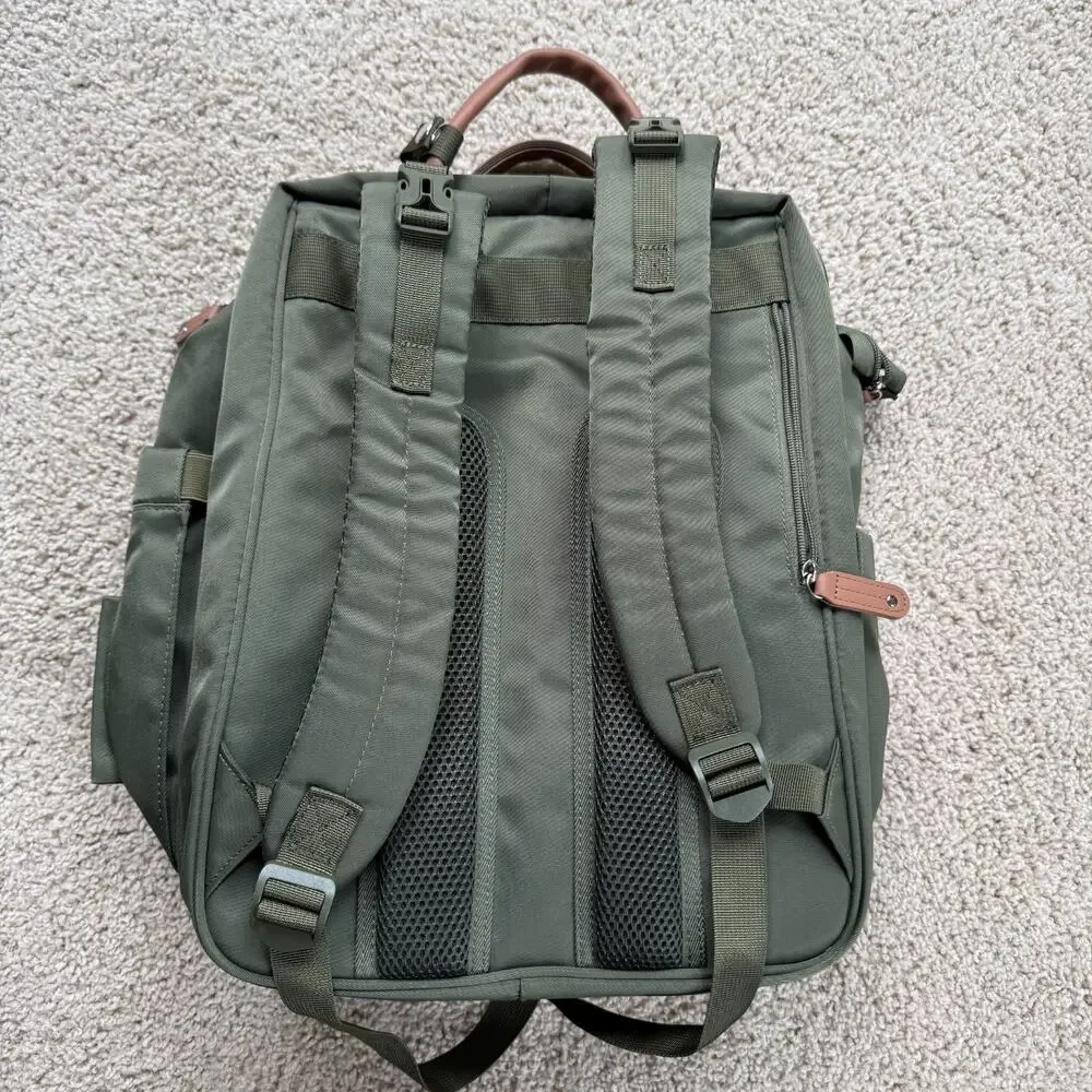 jolito | Bags | Jollito Green Nylon Diaper Bag Backpack Usb Quilted ...